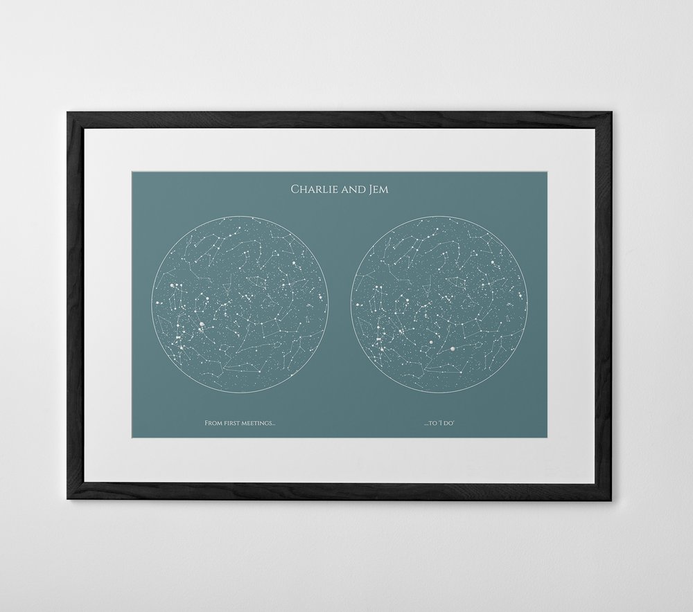 Personalised Dual Star Map Print, Poster or Canvas - Posterhaste